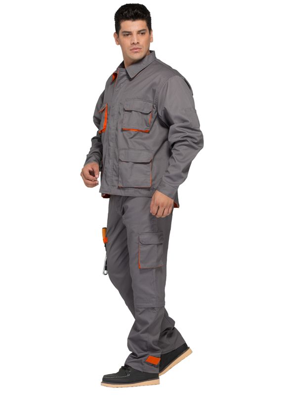 Bright Contrast Color Match Professional Work Uniforms Multi Pockets Jacket And Bibpants