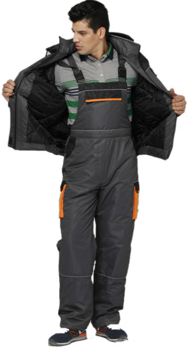 Industrial Safety Winter Bib Pants With Elastic Waist And Adjustable Braces
