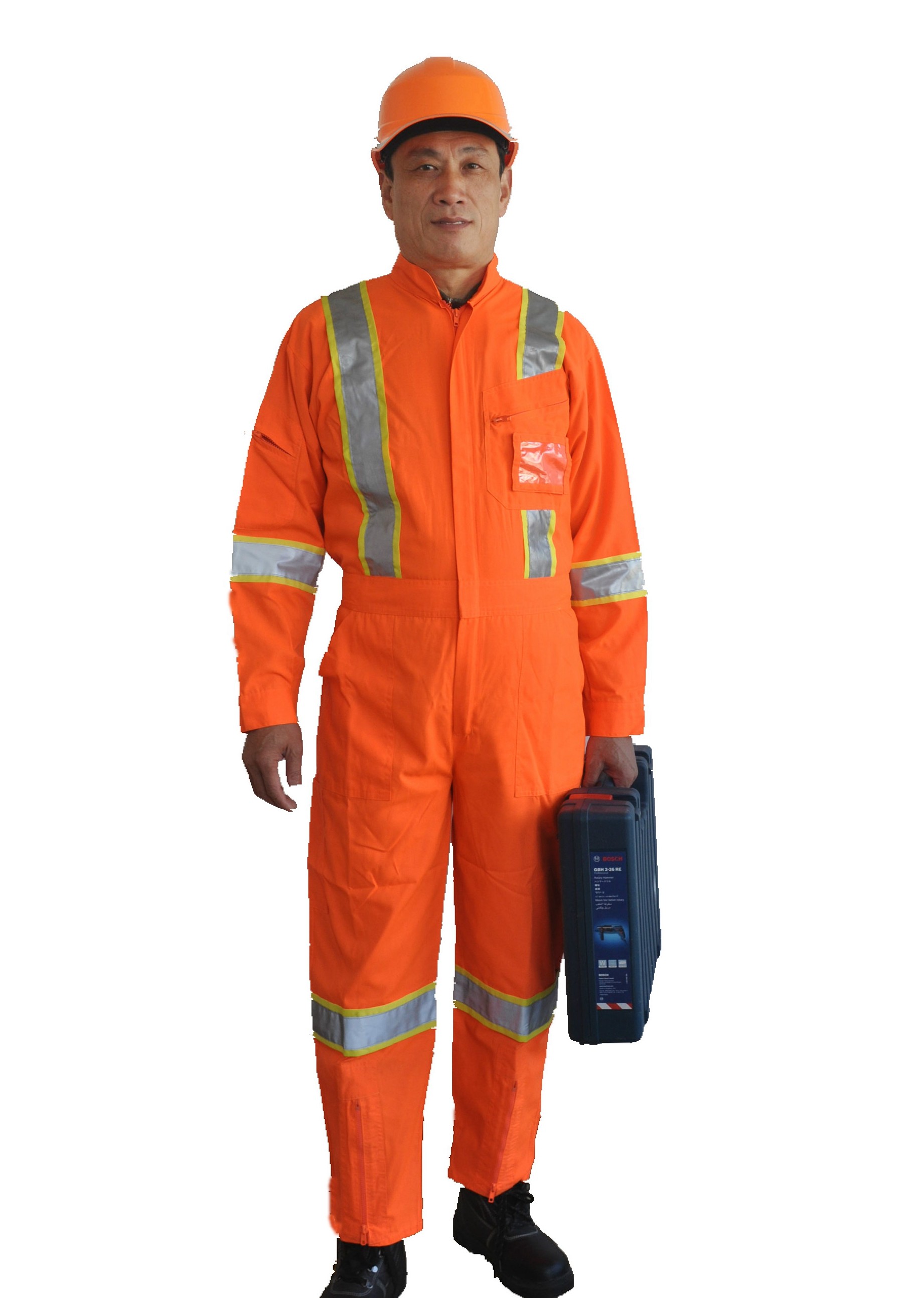 Reflective High Visibility Coveralls / Hi Vis Workwear With Clear ID Pocket